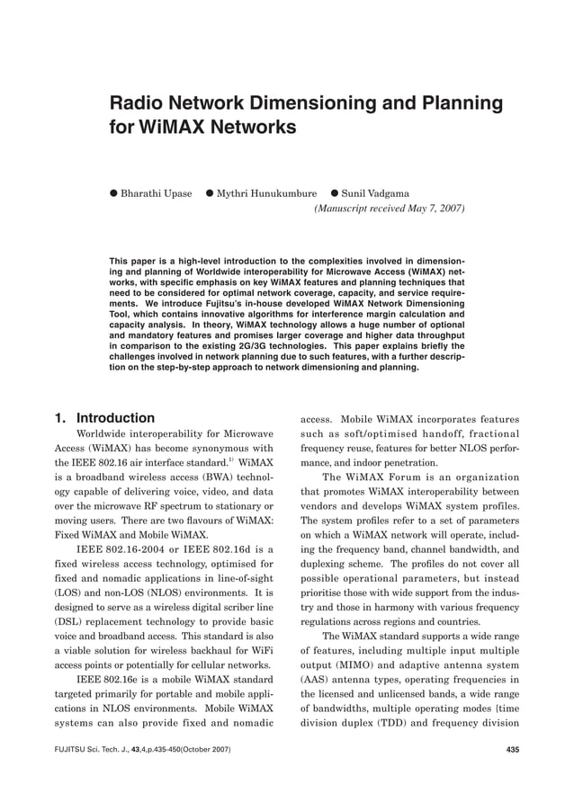 Radio network dimensioning and planning for wimax networks | PDF