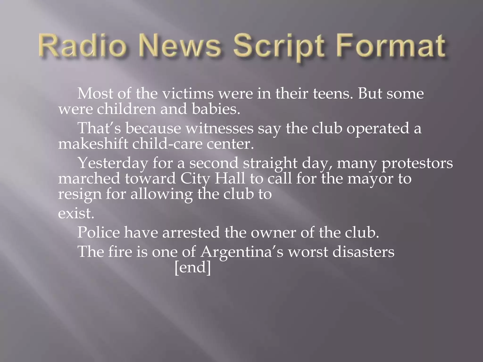 Radio News Script Format | PPTX
