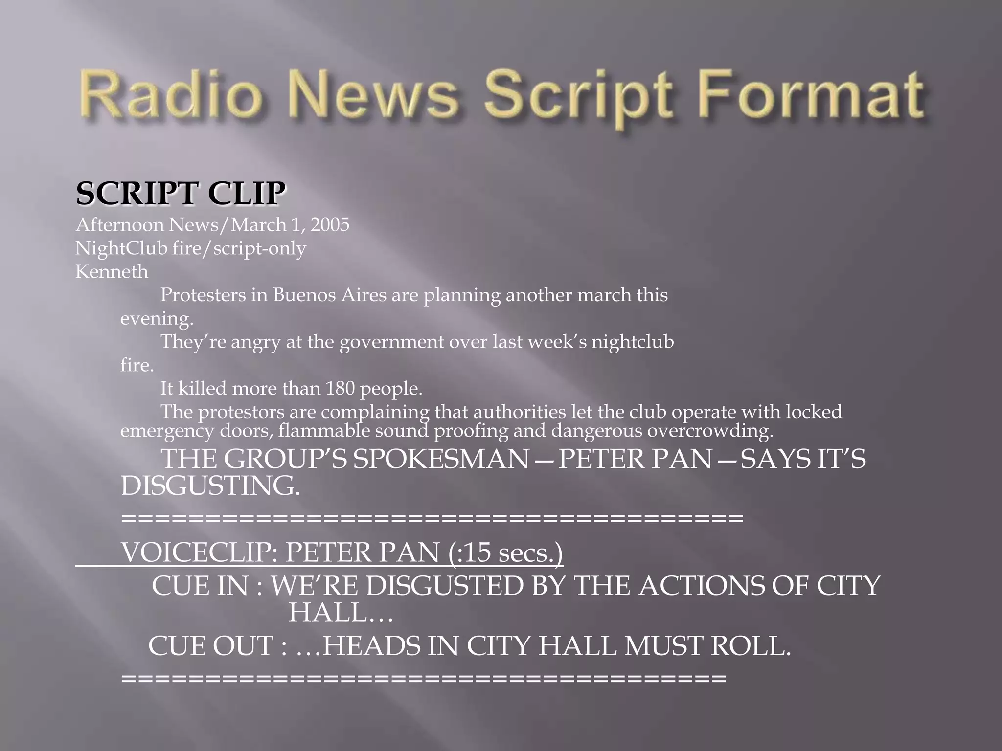 Radio News Script Format | PPTX