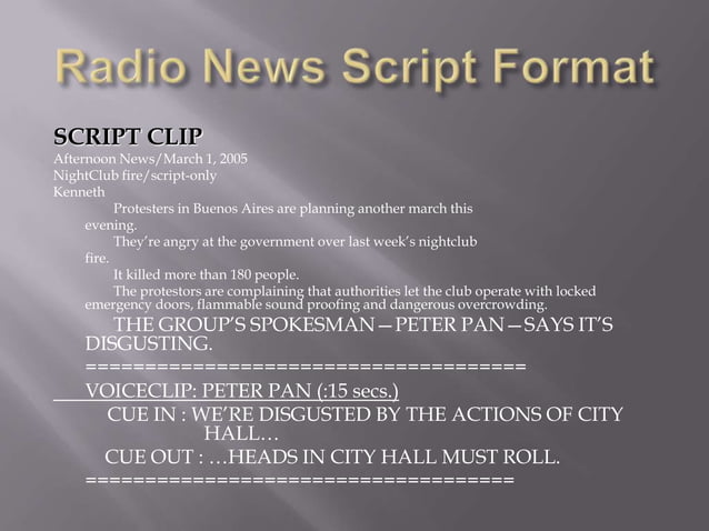 Radio News Script Format | PPTX