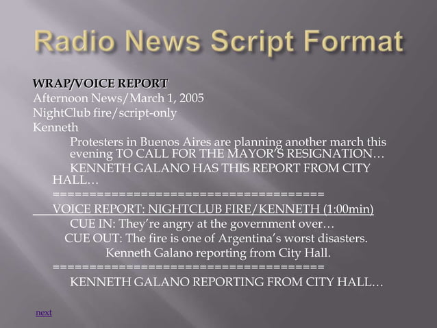 Radio News Script Format | PPT