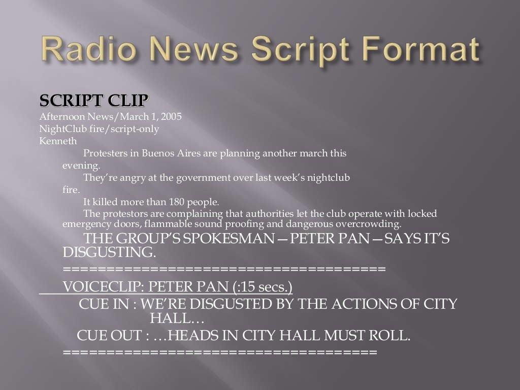 Radio News Script Format