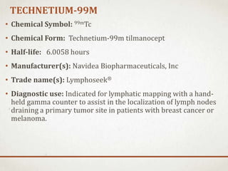 LIST OF RADIOPHARMACEUTICALS USED IN NUCLEAR MEDICINE | PPTX