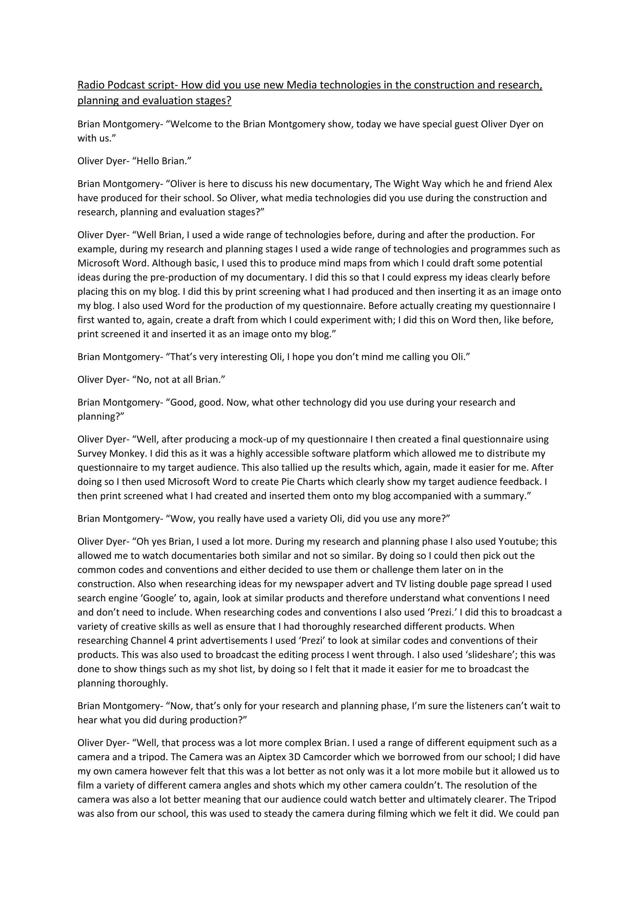 Radio podcast script | PDF