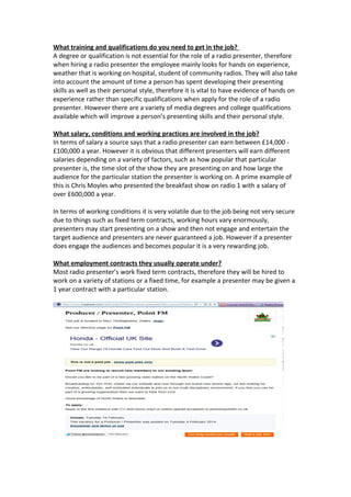 Radio presenter job | DOC