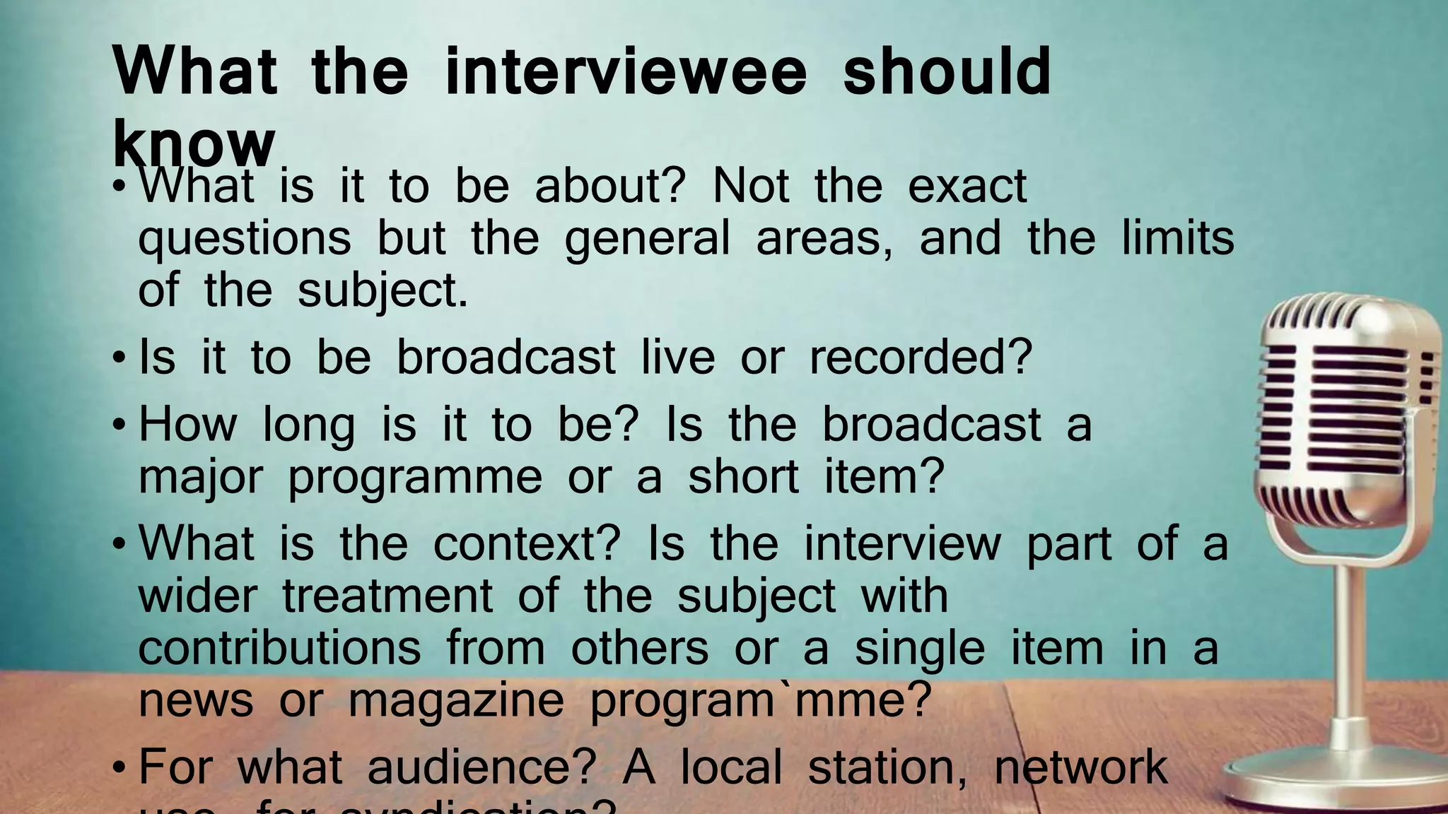 Radio production- Interviewing | PPTX