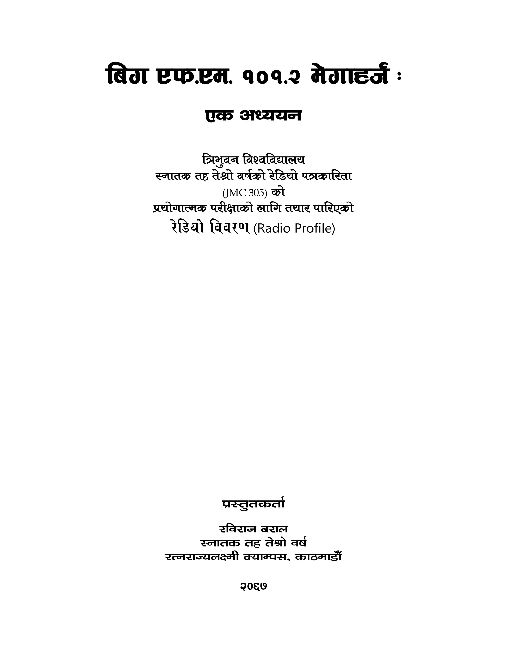 Radio Profile Big FM 101.2 Pokhara | PDF