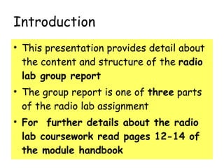 Radio project group report 2011 12 | PPT