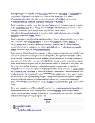 Radio propagation | DOCX | Weather | Science