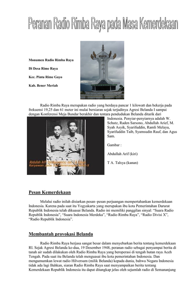 Radio rimba raya | PDF