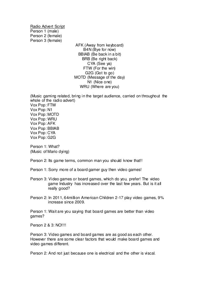 Radio Ads Script Examples