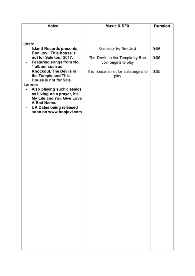 Radio script Number 2 | DOCX