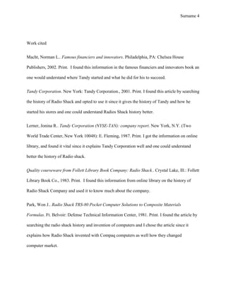 Radio shack company history | DOCX