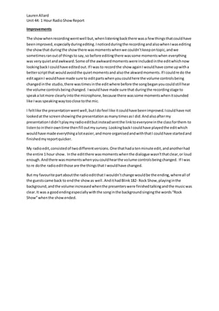 Radio show report | DOCX