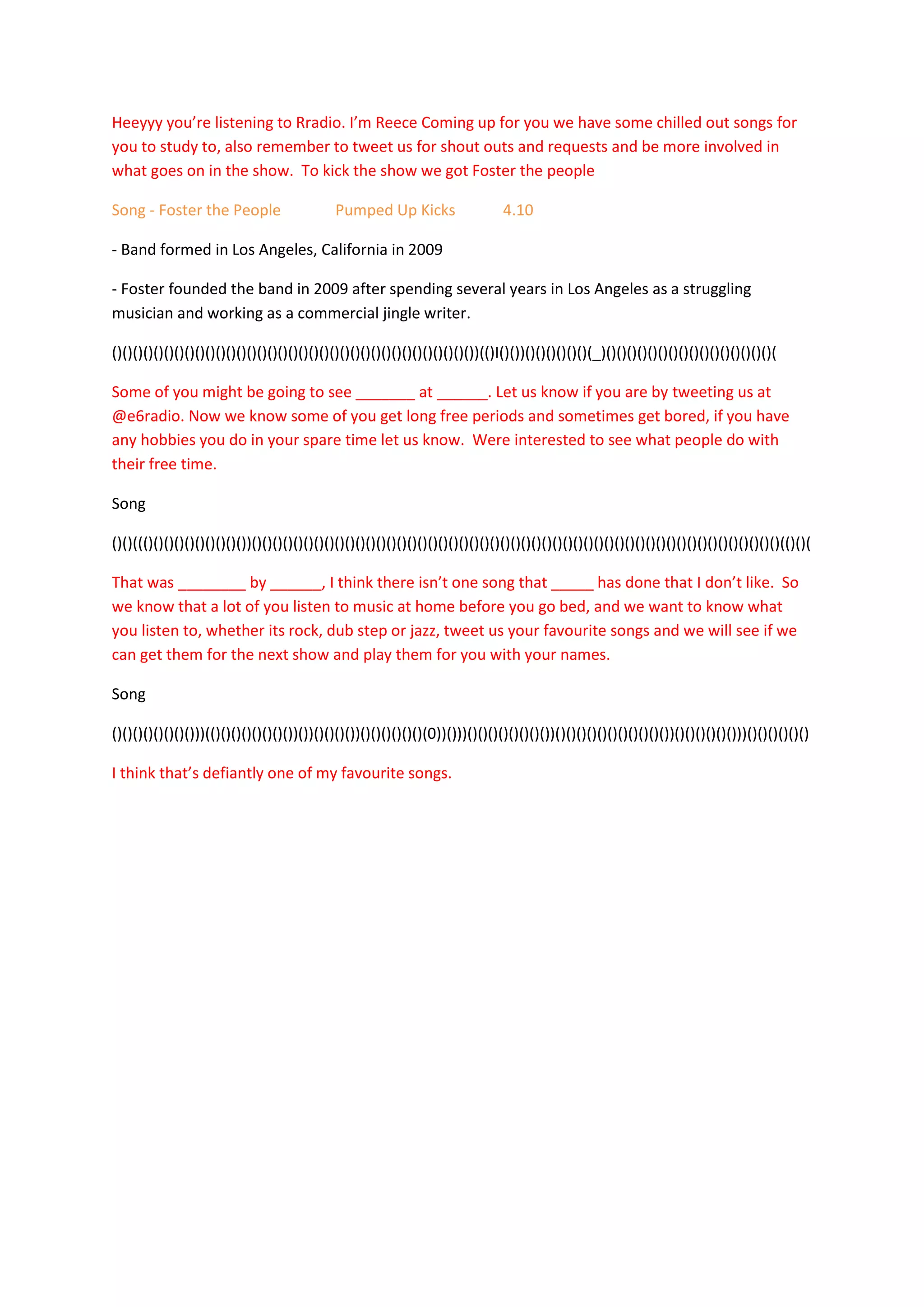 Radio show script | PDF