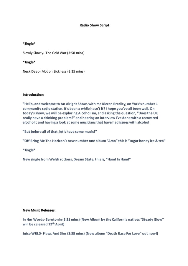 Radio Show Script