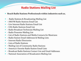 Radio stations mailing list | PPTX