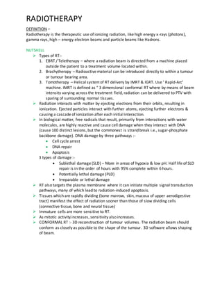Radiotherapy | DOCX | Cancer | Diseases and Conditions