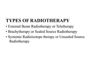 Radiotherapy indications and complications | PPTX