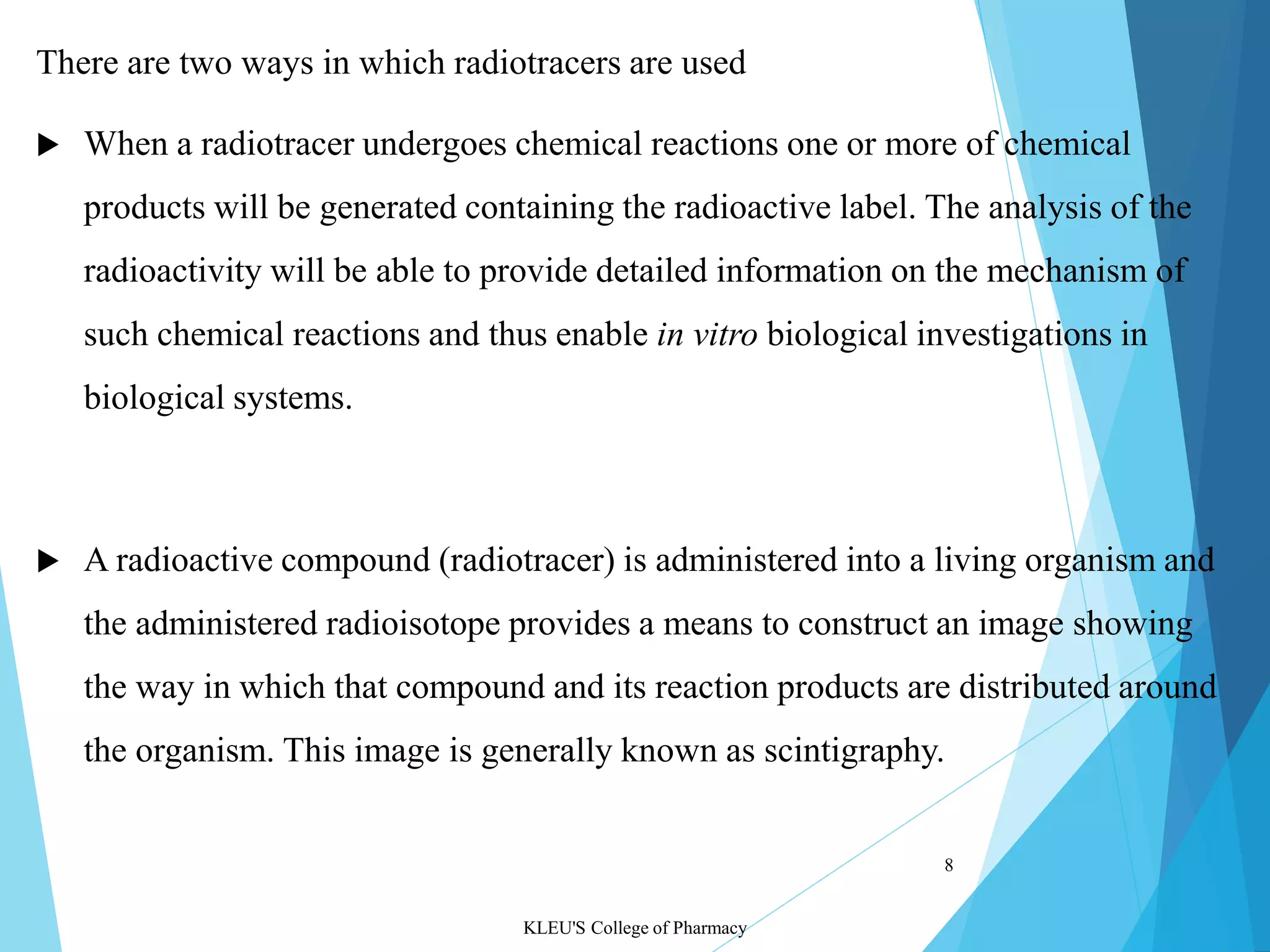 Radiotracers in pharmacy | PPTX