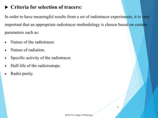 Radiotracers in pharmacy | PPTX