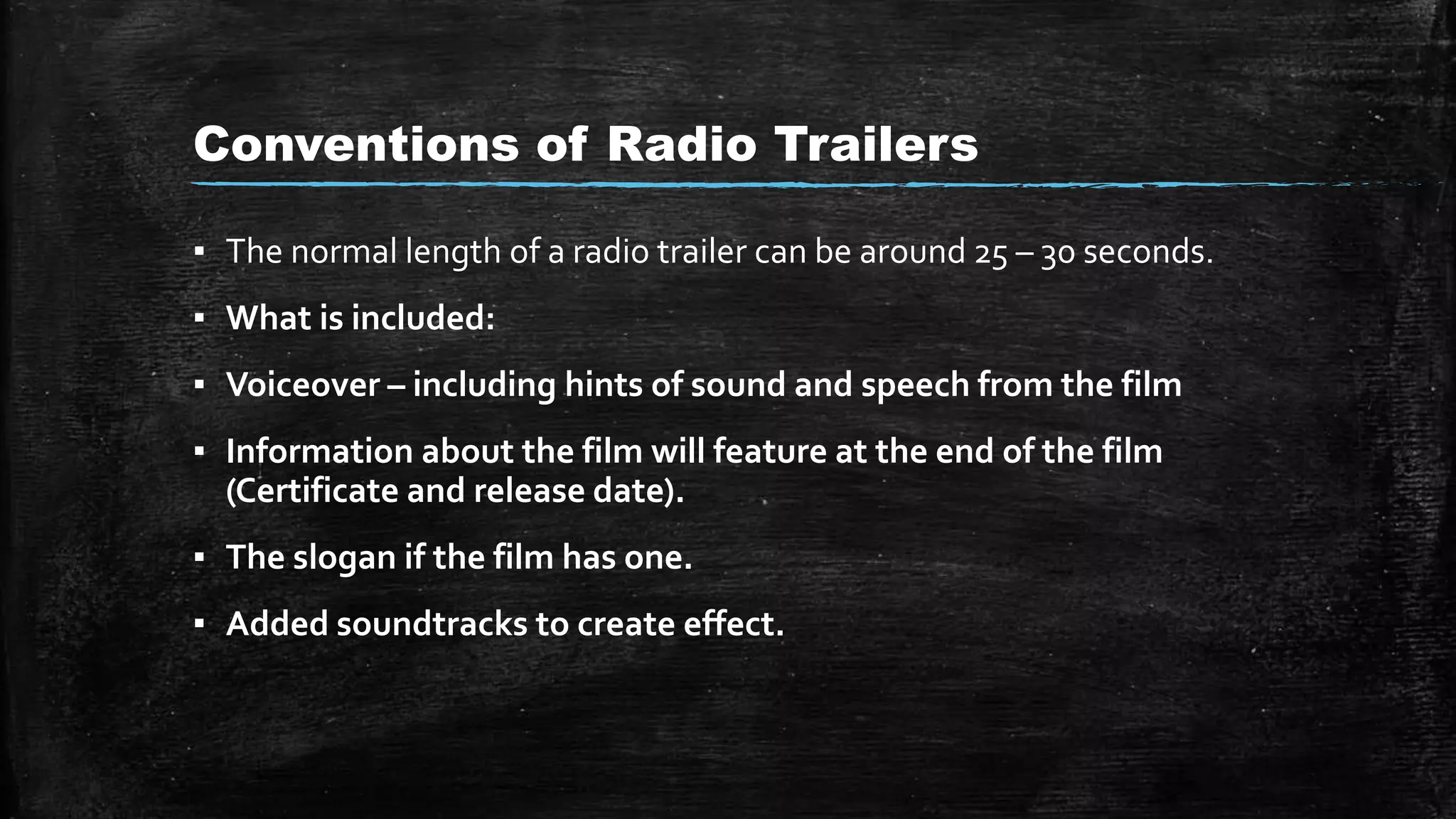 Radio trailers | PPTX | Documentary | Genres