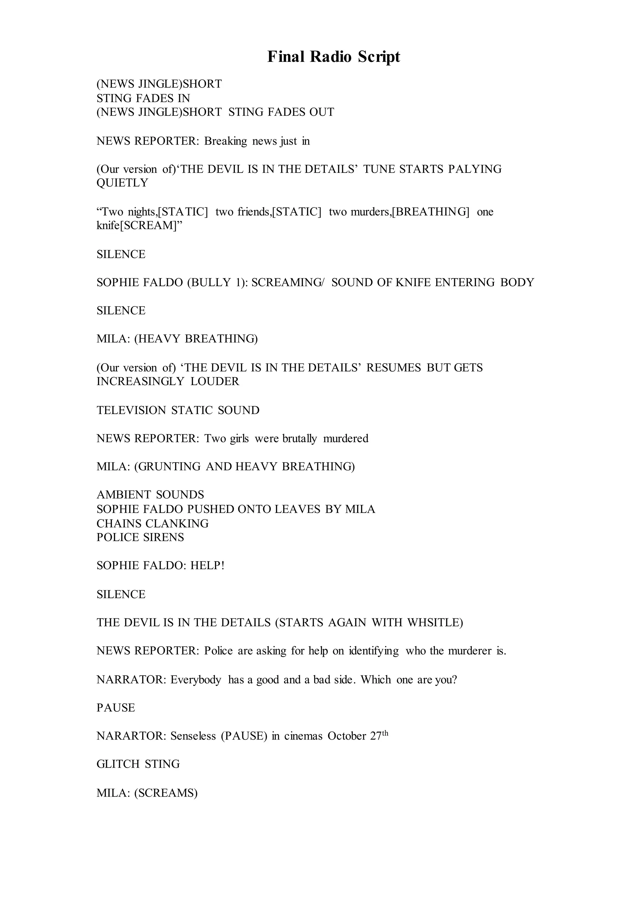 Official Final Radio Trailer Script | PDF