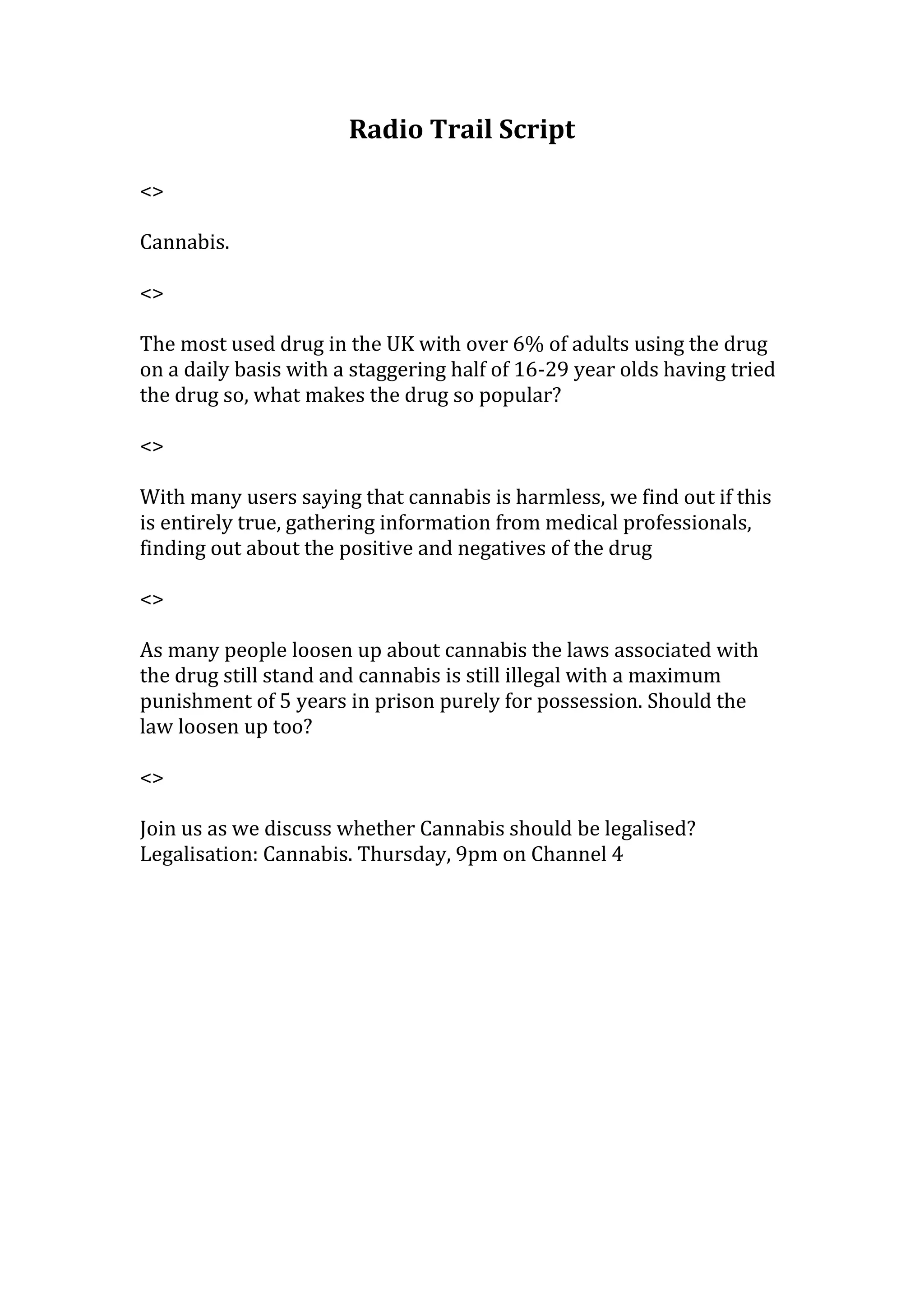 Radio Trail Script | DOCX | Illegal Drugs, Tobacco, eCigarettes, Vaping ...
