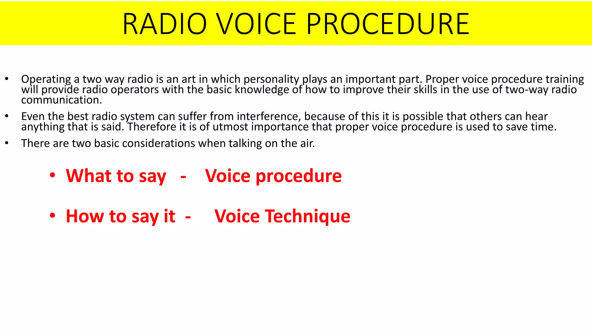 Radio voice procedure | PPTX