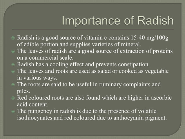 Production Technology of Radish | PPTX | Agriculture | Industries