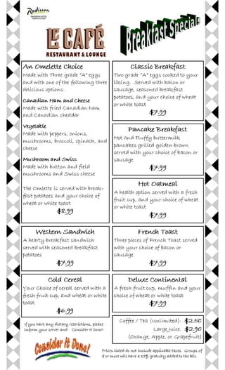 Radisson Breakfast Menu | PDF