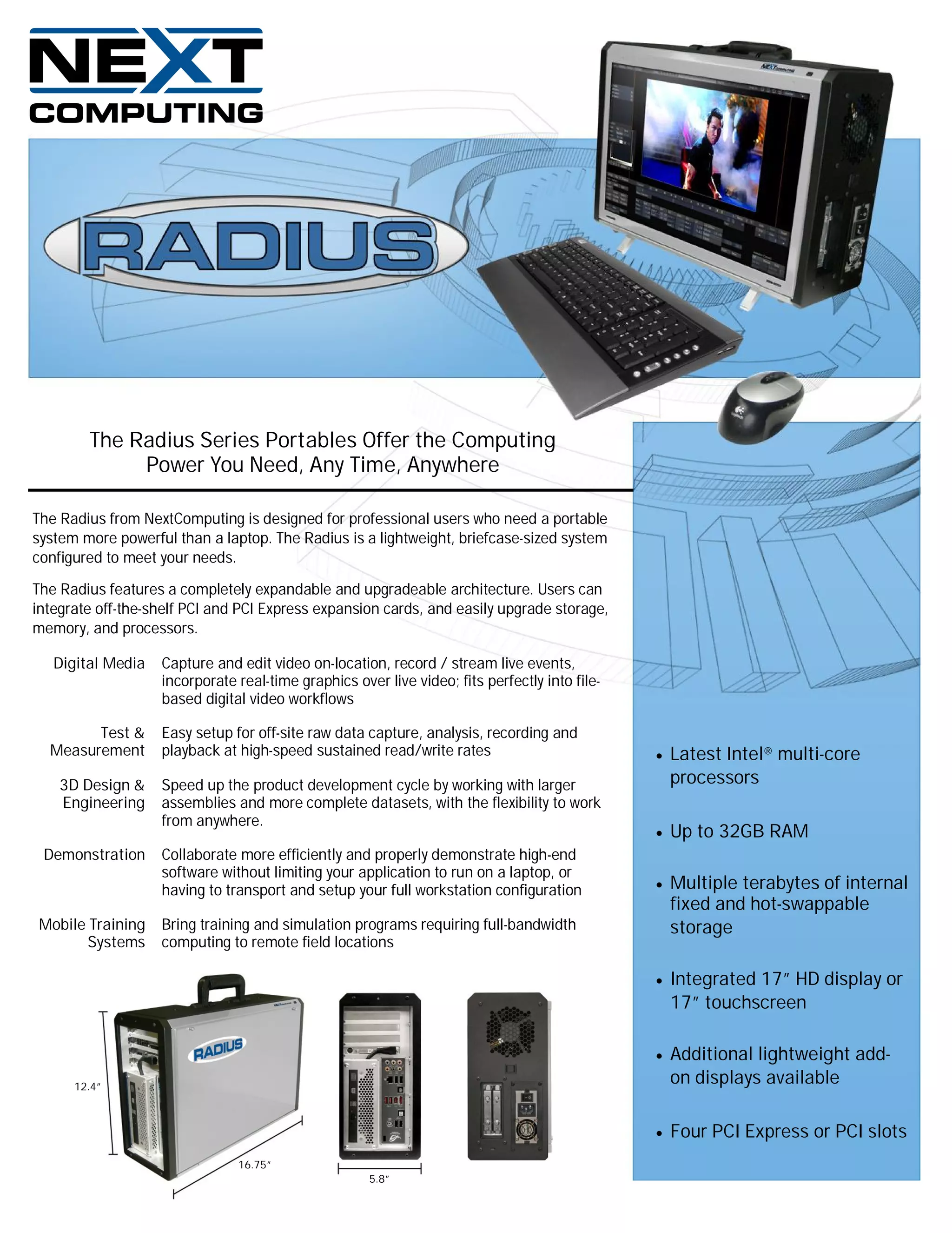 Radius portable briefcase style workstation | PDF