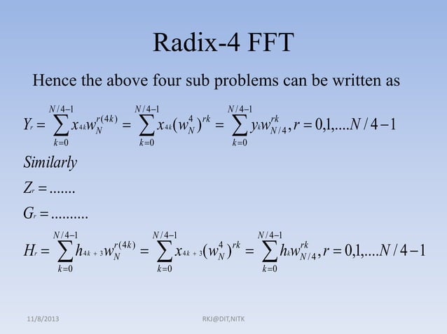 Radix 4 FFT algorithm and it time complexity computation | PPTX