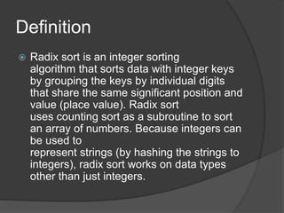 Radix and shell sort | PPT