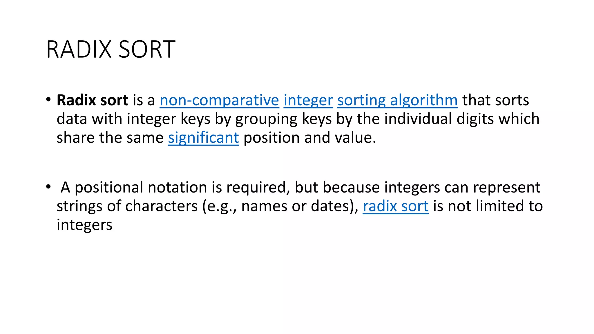 SORTTING IN LINEAR TIME - Radix Sort | PPTX | Programming Languages | Computing