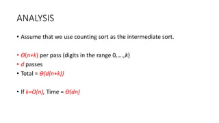 SORTTING IN LINEAR TIME - Radix Sort | PPTX