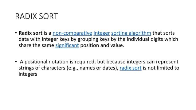 SORTTING IN LINEAR TIME - Radix Sort | PPTX | Programming Languages ...