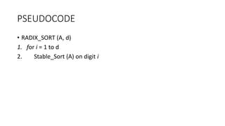 SORTTING IN LINEAR TIME - Radix Sort | PPTX