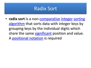 Radix sort | PPTX | Programming Languages | Computing