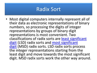 Radix sort | PPTX | Programming Languages | Computing