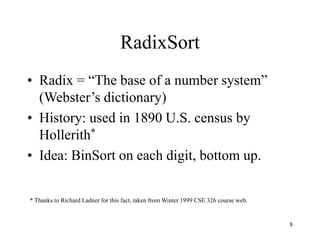 RadixSort.ppt | Programming Languages | Computing