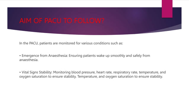 PACU (POST ANAESTHESIA CARE UNIT) HR,BP,SP02 | PPT