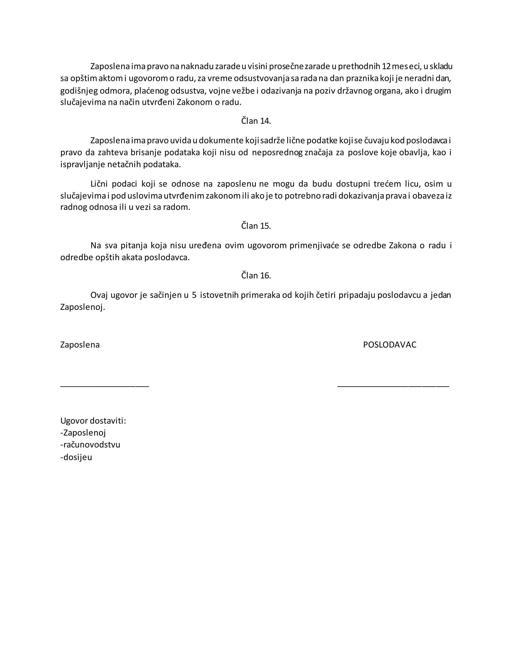 Ugovor o radu od kuće | DOCX