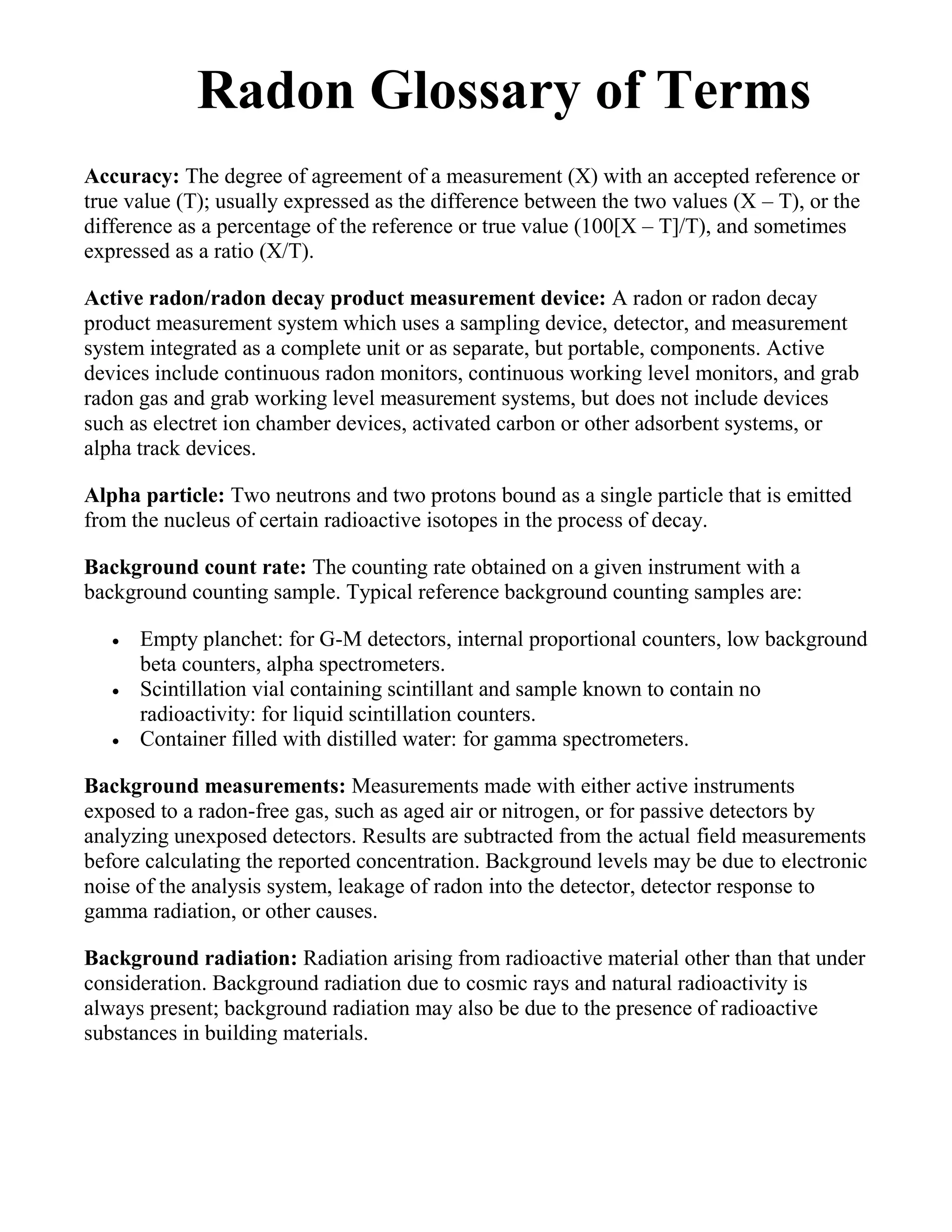 Radon glossary | PDF | Chemistry | Science