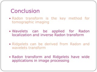 Radon Transform - image analysis | PPTX