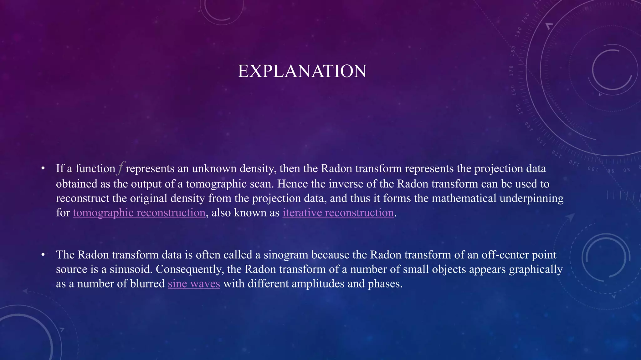 Radon transform(applications) | PPTX