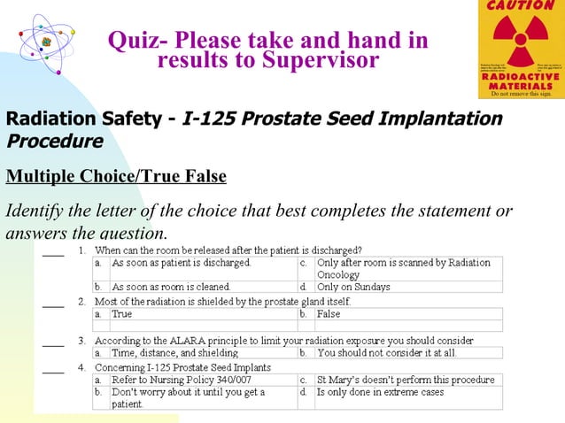 Rad Safety Inservice I 125 Prostate Seed Procedure | PPT