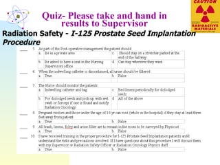 Rad Safety Inservice I 125 Prostate Seed Procedure | PPT
