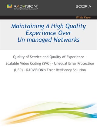 Radvision High Quality Experience Over Unmanaged Networks By Face to Face Live | PDF | Computer ...