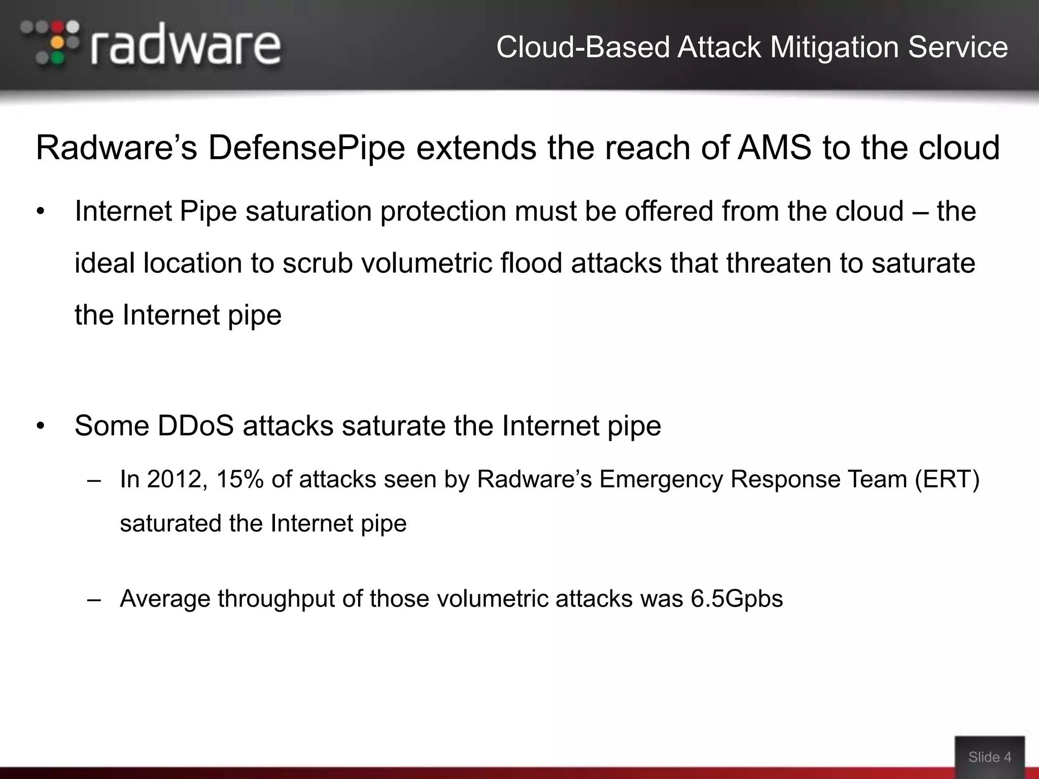 Radware DefensePipe: Cloud-Based Attack Mitigation Solution | PDF
